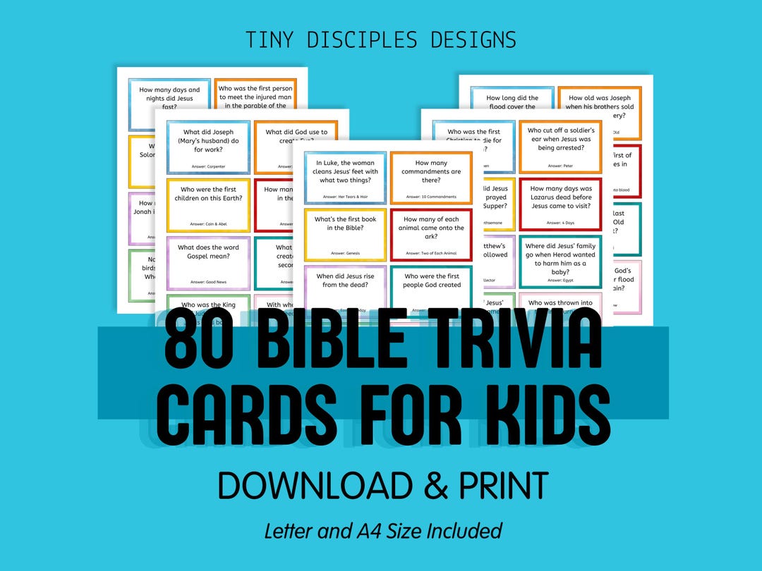 Bible Trivia Cards, Printable Bible Games for Kids, Sunday School Game ...