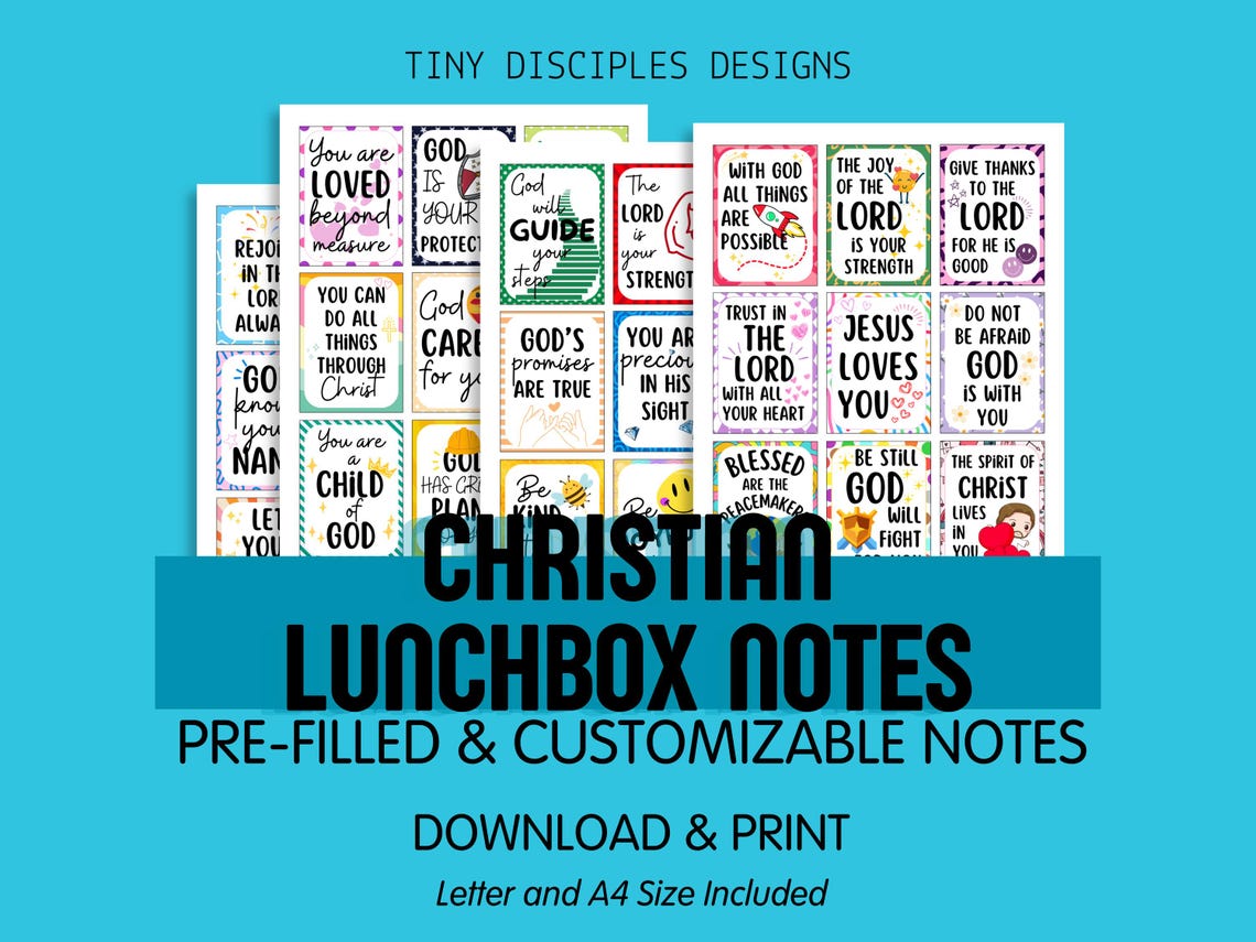 Christian Lunchbox Notes for Kids, Scripture Lunchbox Notes, Positive ...