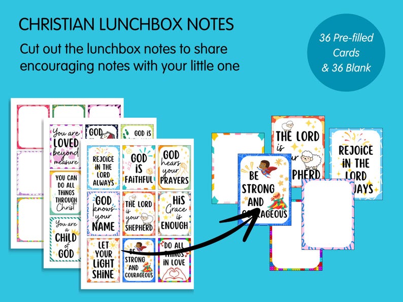 Christian Lunchbox Notes for Kids, Scripture Lunchbox Notes, Positive ...