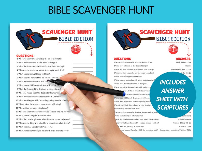 Bible Scavenger Hunt, Printable Bible Games for Kids, Sunday School ...