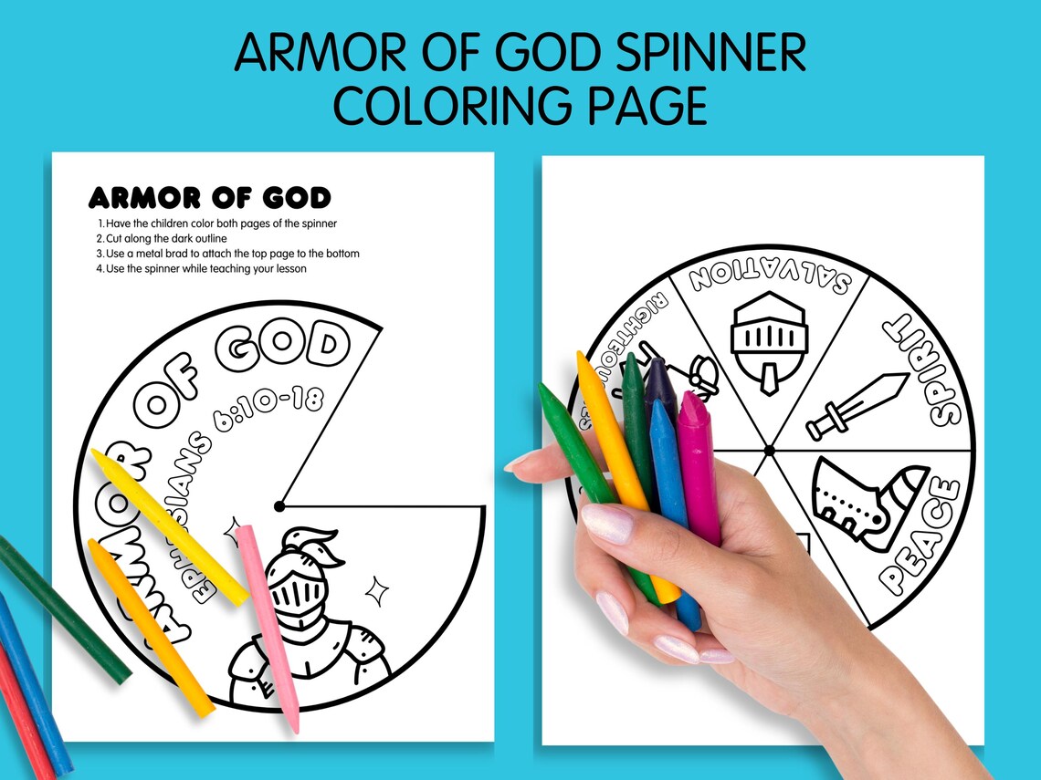Armor of God Printable Spinner, Christian Printable Coloring Pages for ...