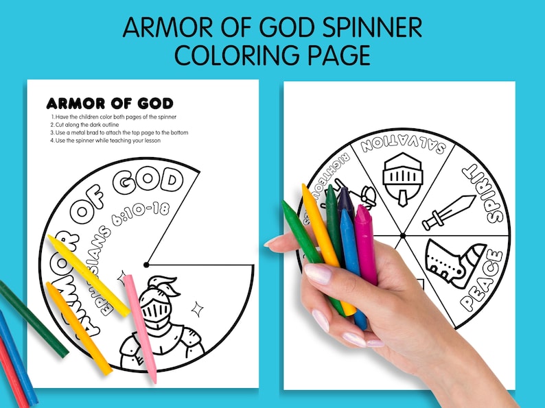 Armor of God Printable Spinner, Christian Printable Coloring Pages for ...