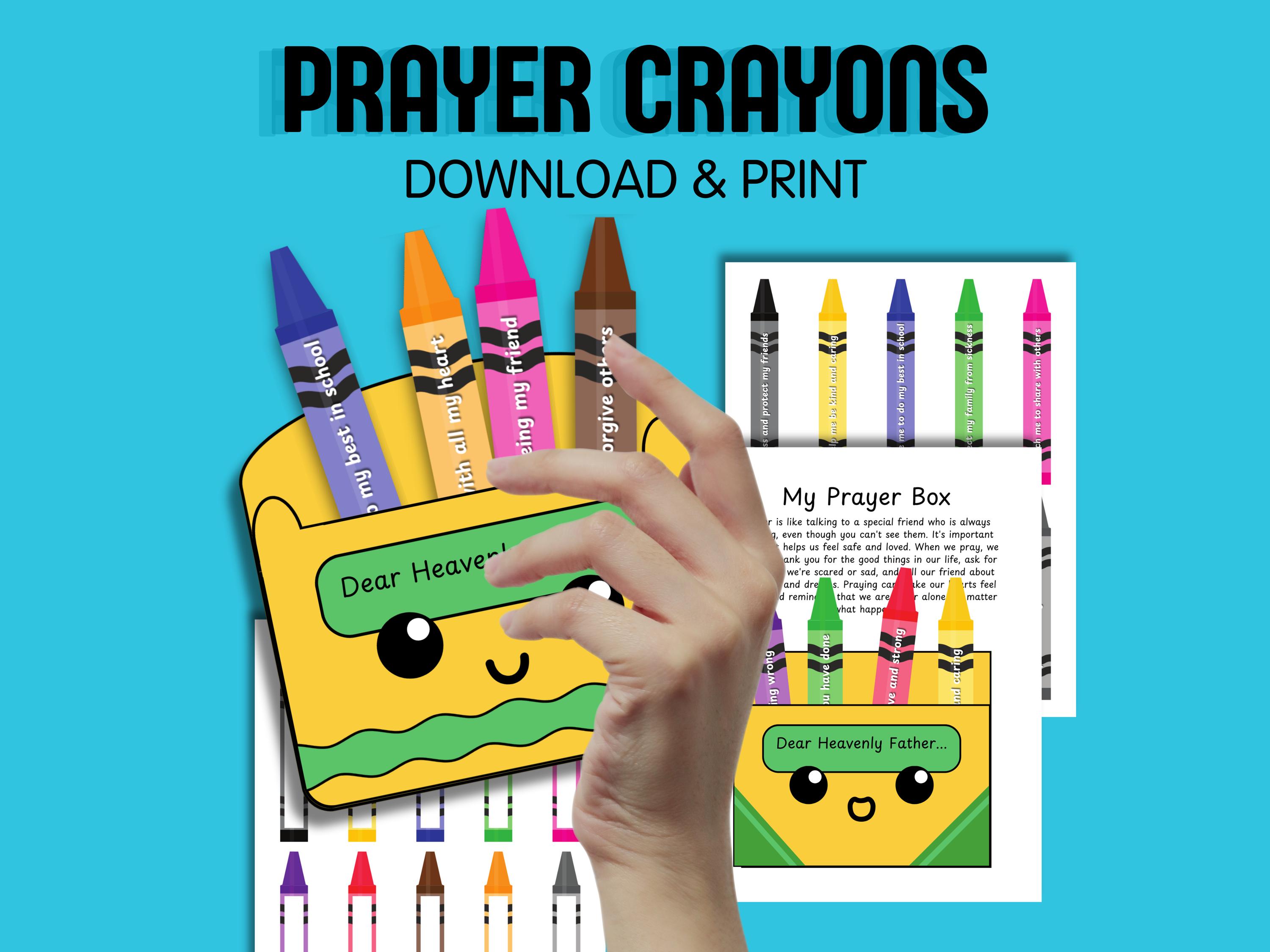 Prayer Crayons Printable Bible Craft, Bible Study Printable Activity ...
