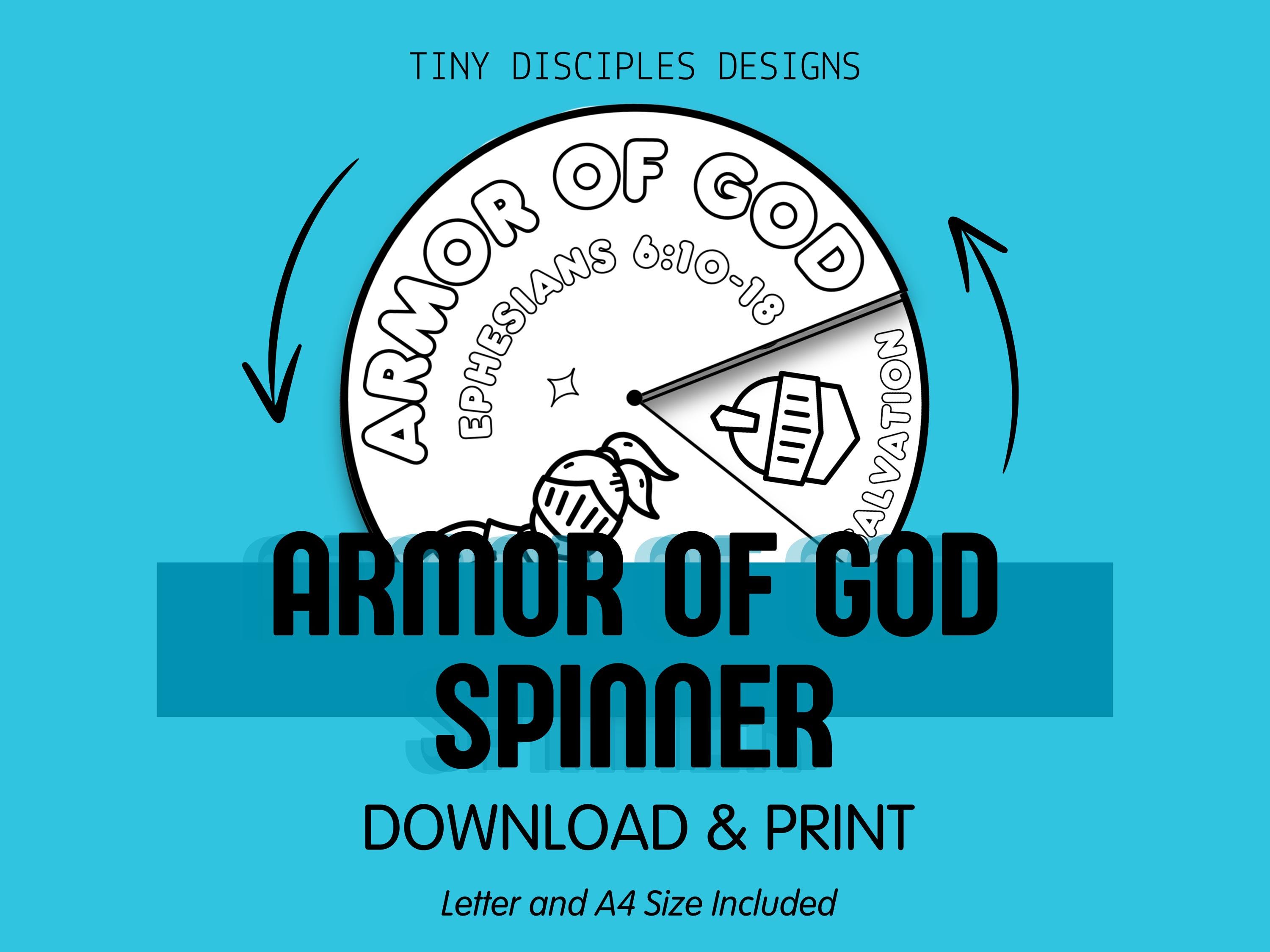 Armor of God Printable Spinner, Christian Printable Coloring Pages for ...