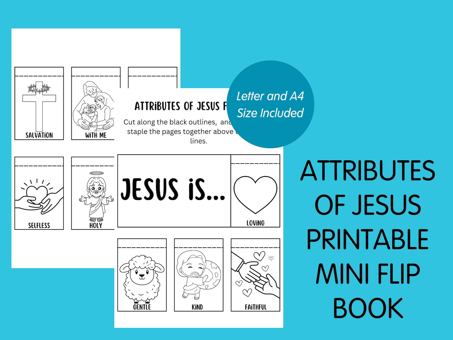 Attributes of Jesus Flip Book Printable, Printable Bible Paper Craft ...