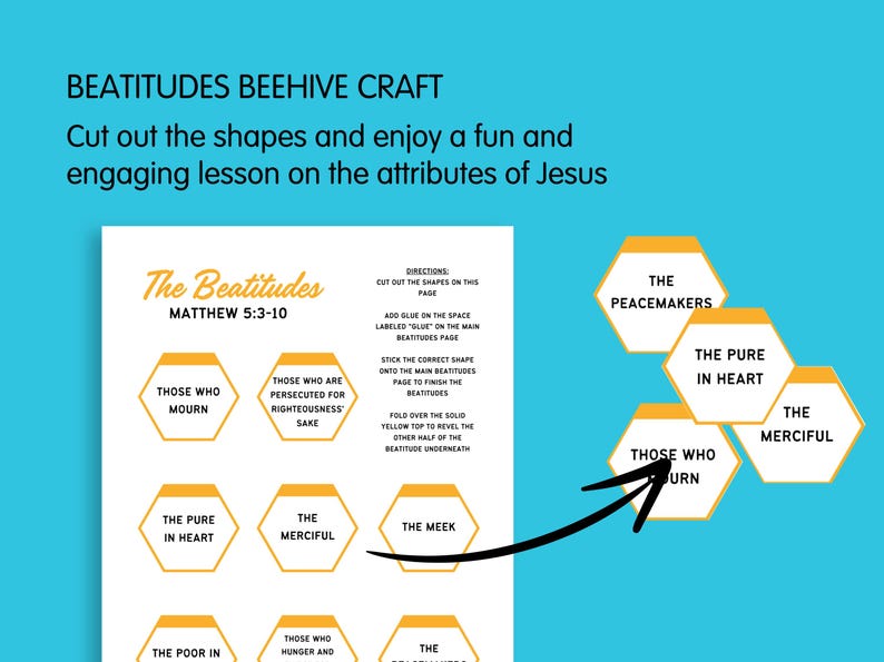 Beatitudes Beehive Printable, Printable Beatitudes Bible Craft for Kids ...