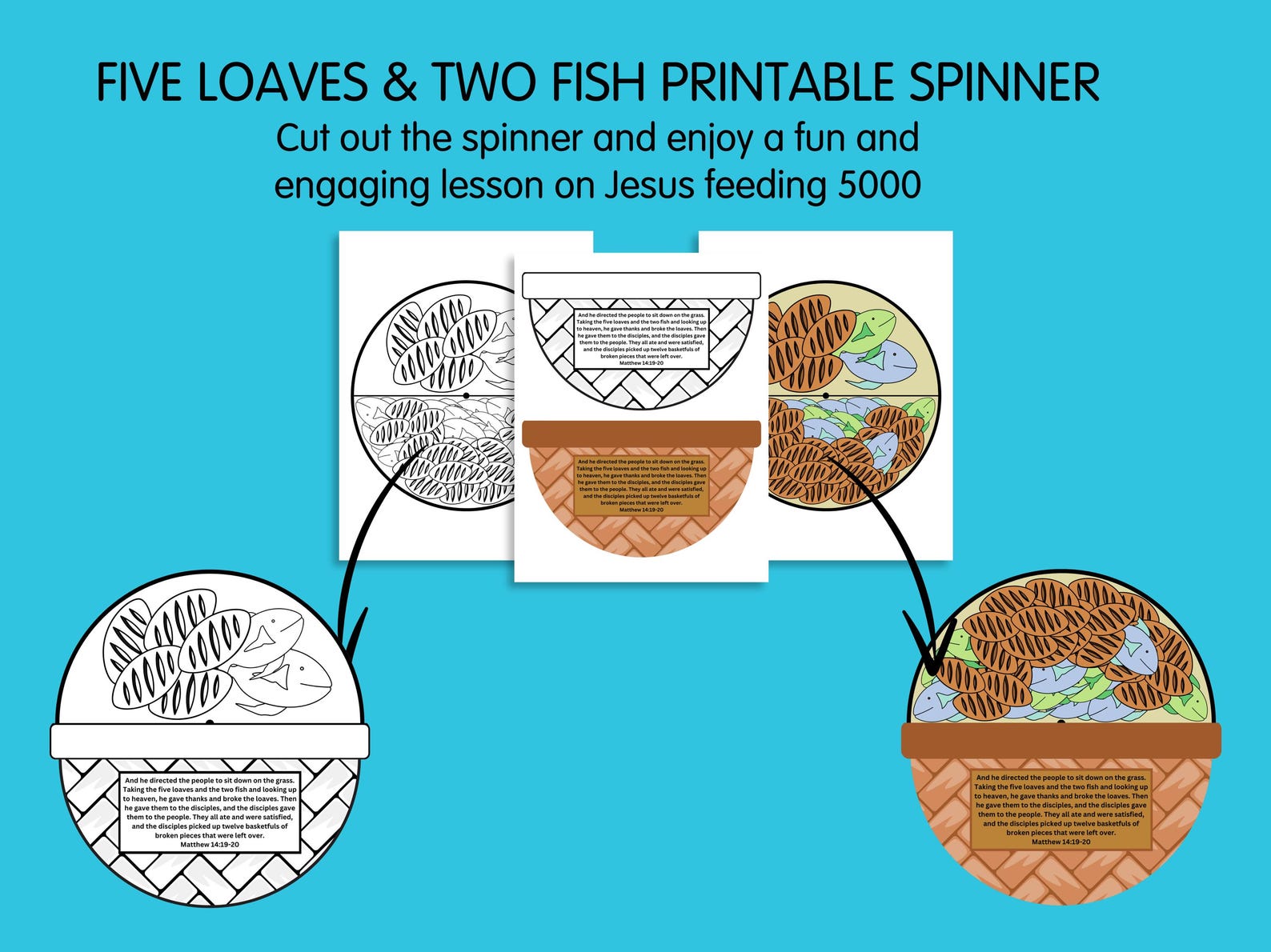 Jesus Feeds 5000 Spinner Printable Craft, Bible Study Printable ...