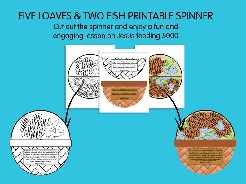 Jesus Feeds 5000 Spinner Printable Craft, Bible Study Printable ...