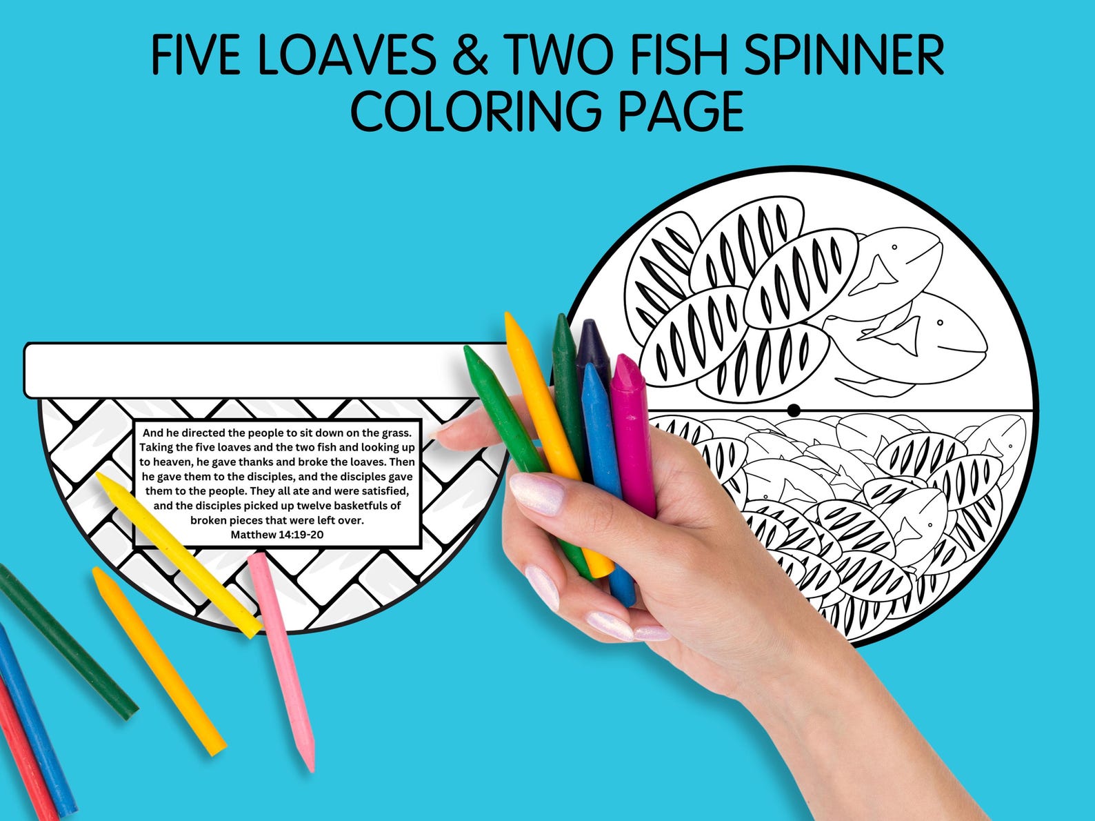 Jesus Feeds 5000 Spinner Printable Craft, Bible Study Printable ...