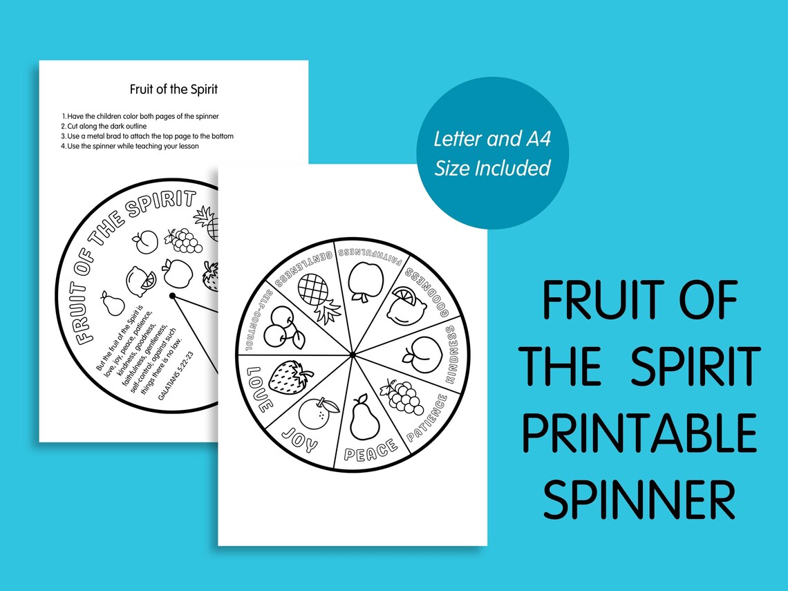 Fruit of the Spirit Printable Spinner, Printable Bible Craft for ...