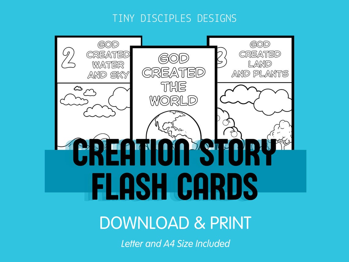 Creation Story Printable Flashcards, Bible Study Printable Coloring ...