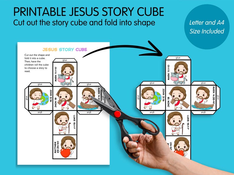 Jesus Story Cube Printable, Printable Bible Paper Craft for Children ...