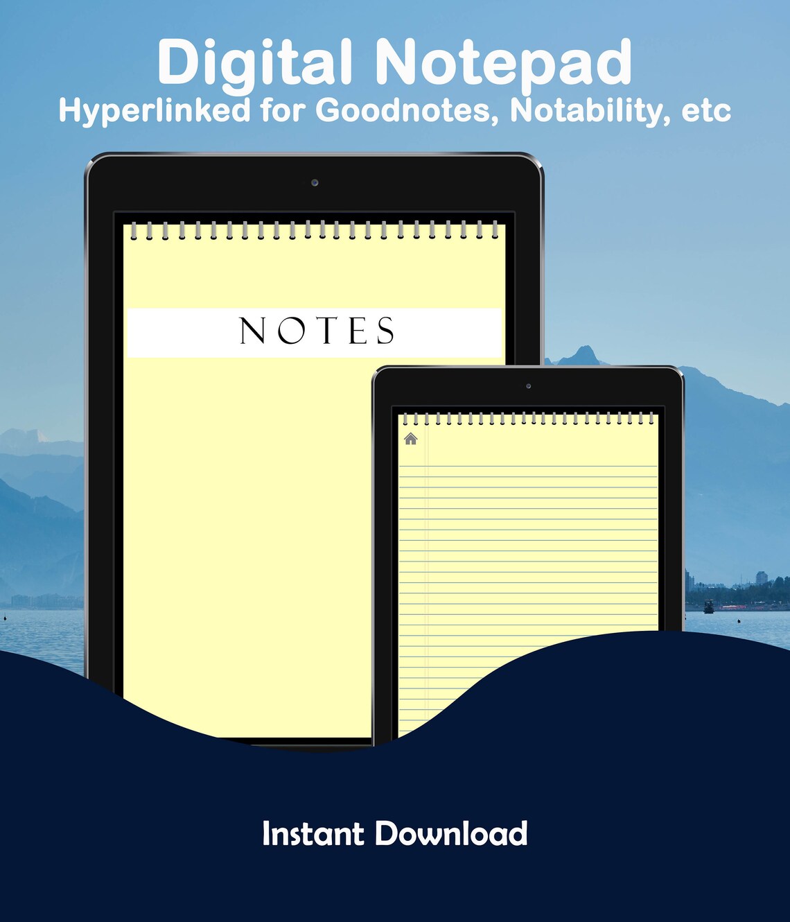 Digital Notepad Vertical Notepad Goodnotes Notability | Etsy