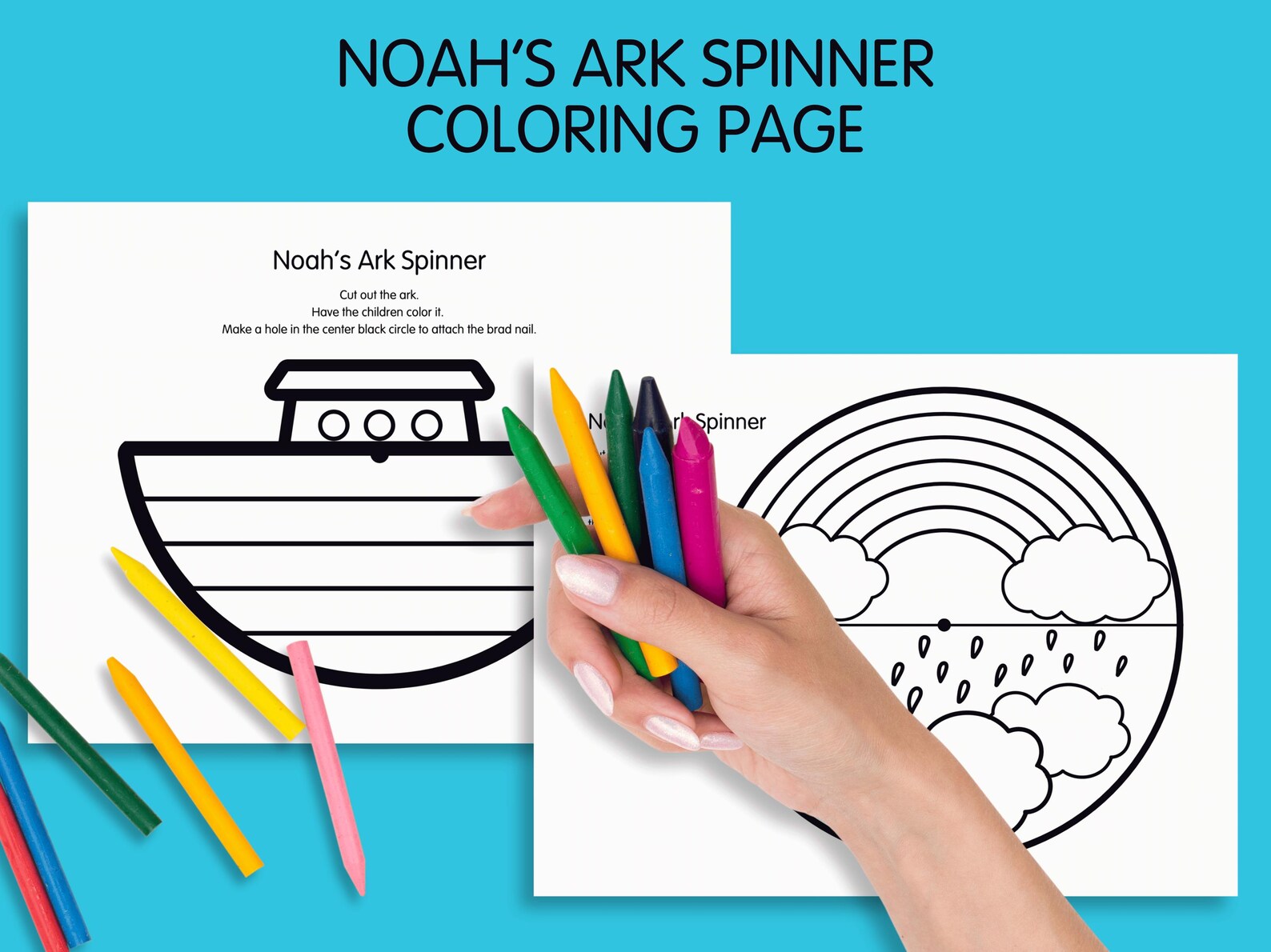 Noah's Ark Spinner Printable Craft, Bible Study Printable Activity for ...