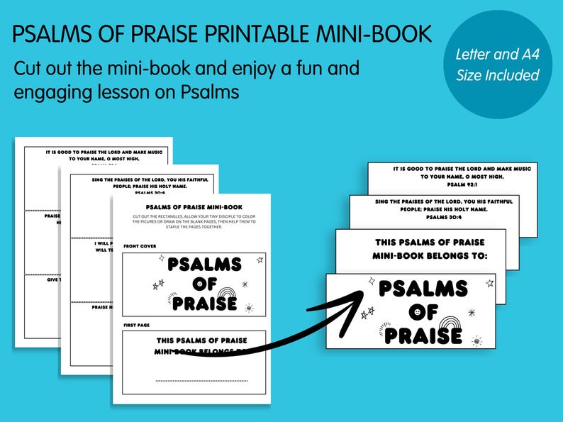 Psalms of Praise Mini Book, Bible Study Printable Activity for Children ...