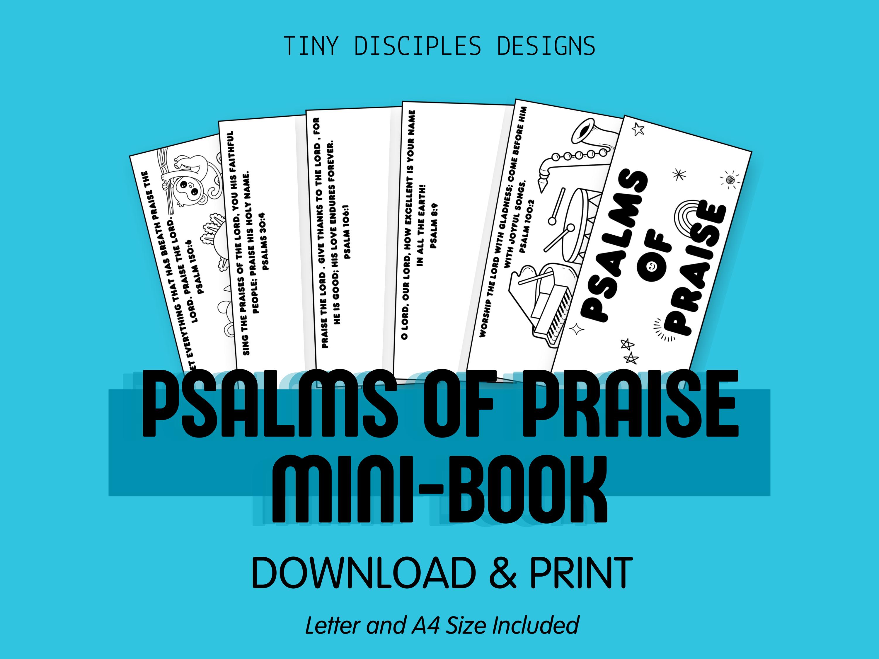 Psalms of Praise Mini Book, Bible Study Printable Activity for Children ...