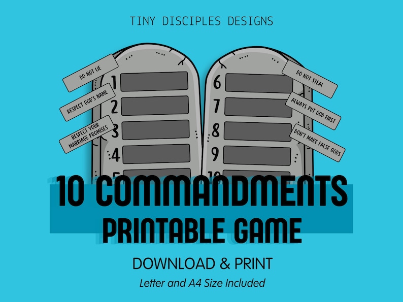 Ten Commandments Printable Game, Bible Story Printable Activity for ...