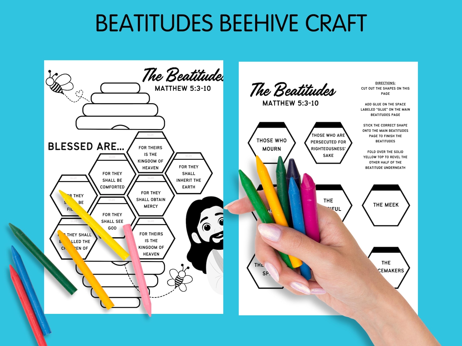 Beatitudes Beehive Printable, Printable Beatitudes Bible Craft for Kids ...
