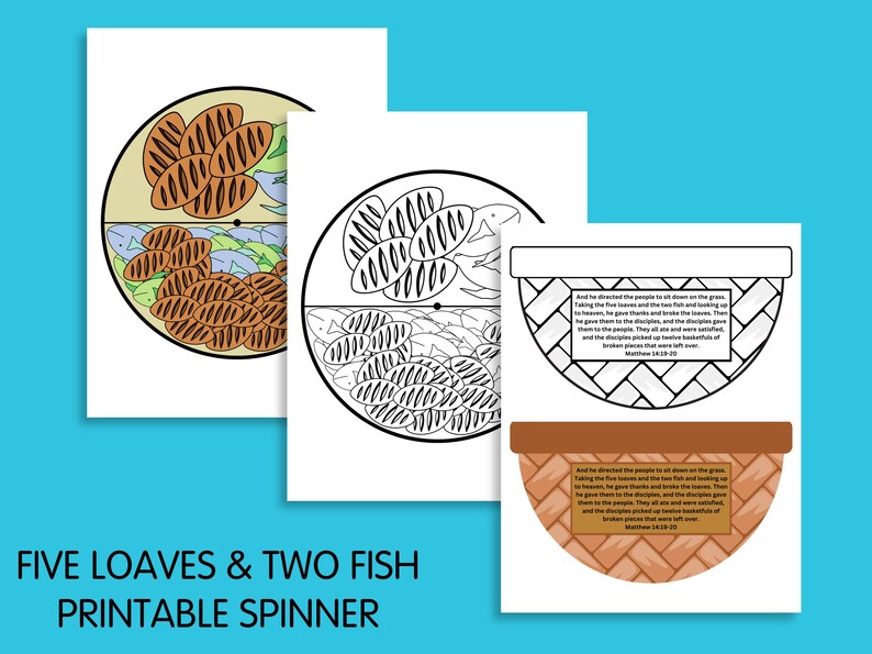 Jesus Feeds 5000 Spinner Printable Craft, Bible Study Printable ...