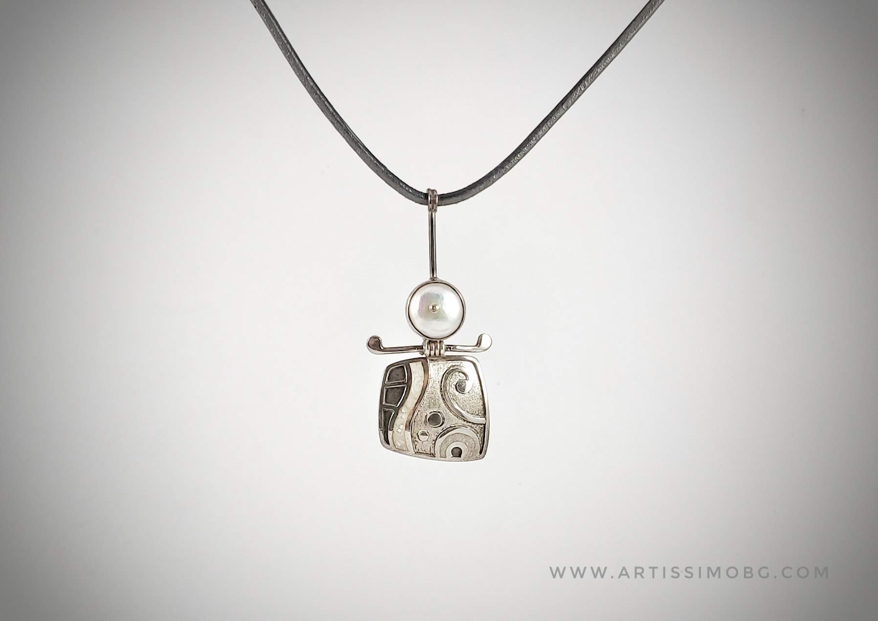 Raw Pearl Sterling Silver Enamel Necklace Pendant Gemstone | Etsy