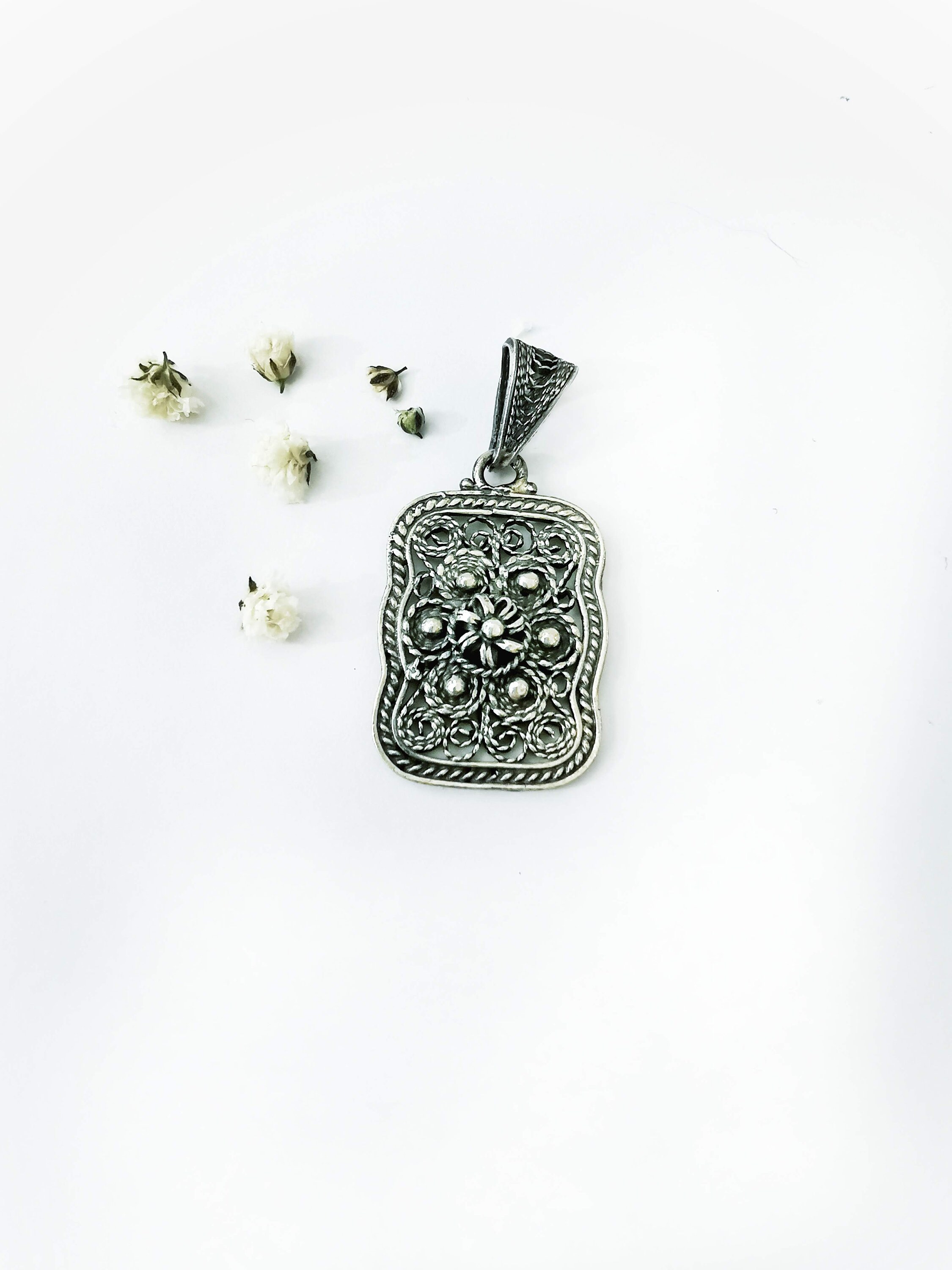 Silver Unique Jewelry Silver Filigree Pendant Handmade | Etsy