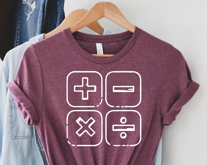 Elementary Math Shirt, Plus and Minus Tee, Math Lover Tee, Math Teacher ...