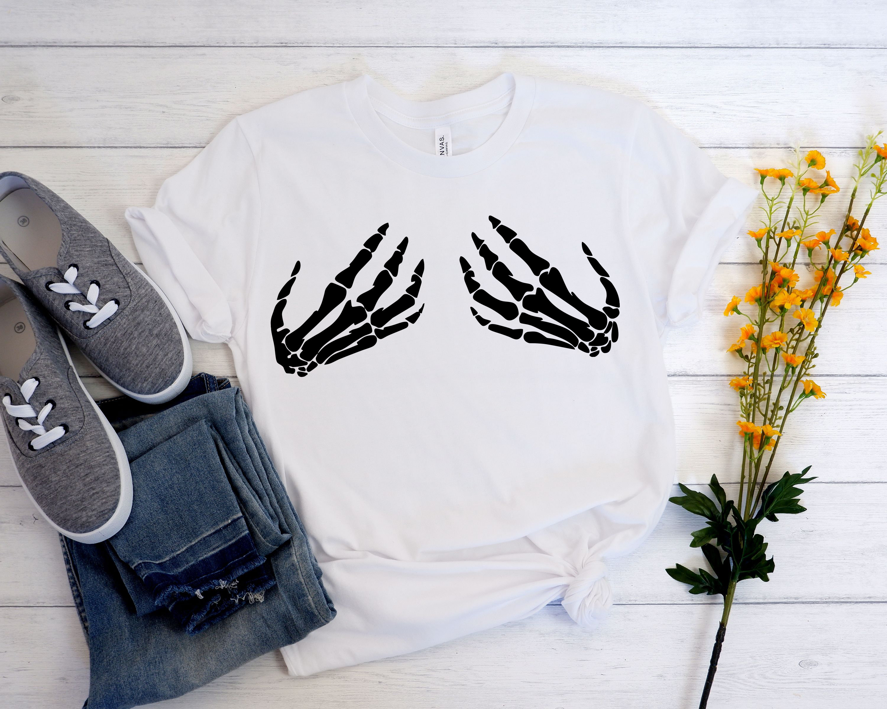 Skeleton Hand Shirt Hand Bra Shirt Trick or Treat Shirt. | Etsy