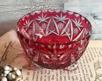 Red Cut Crystal Bowl | Etsy