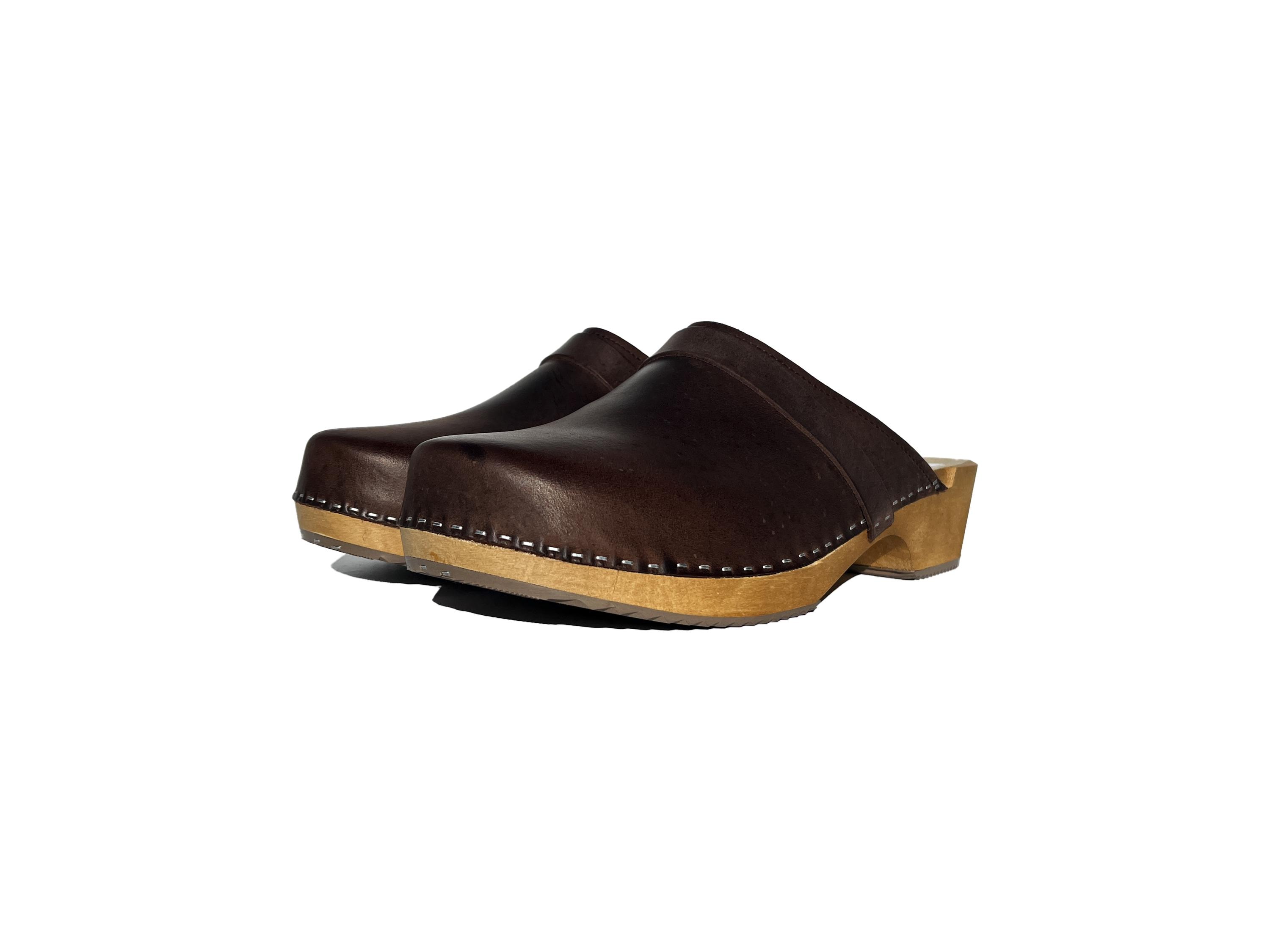 Vintage Mens Clogs: Dark Brown Wooden Mules, Swedish Style - Etsy