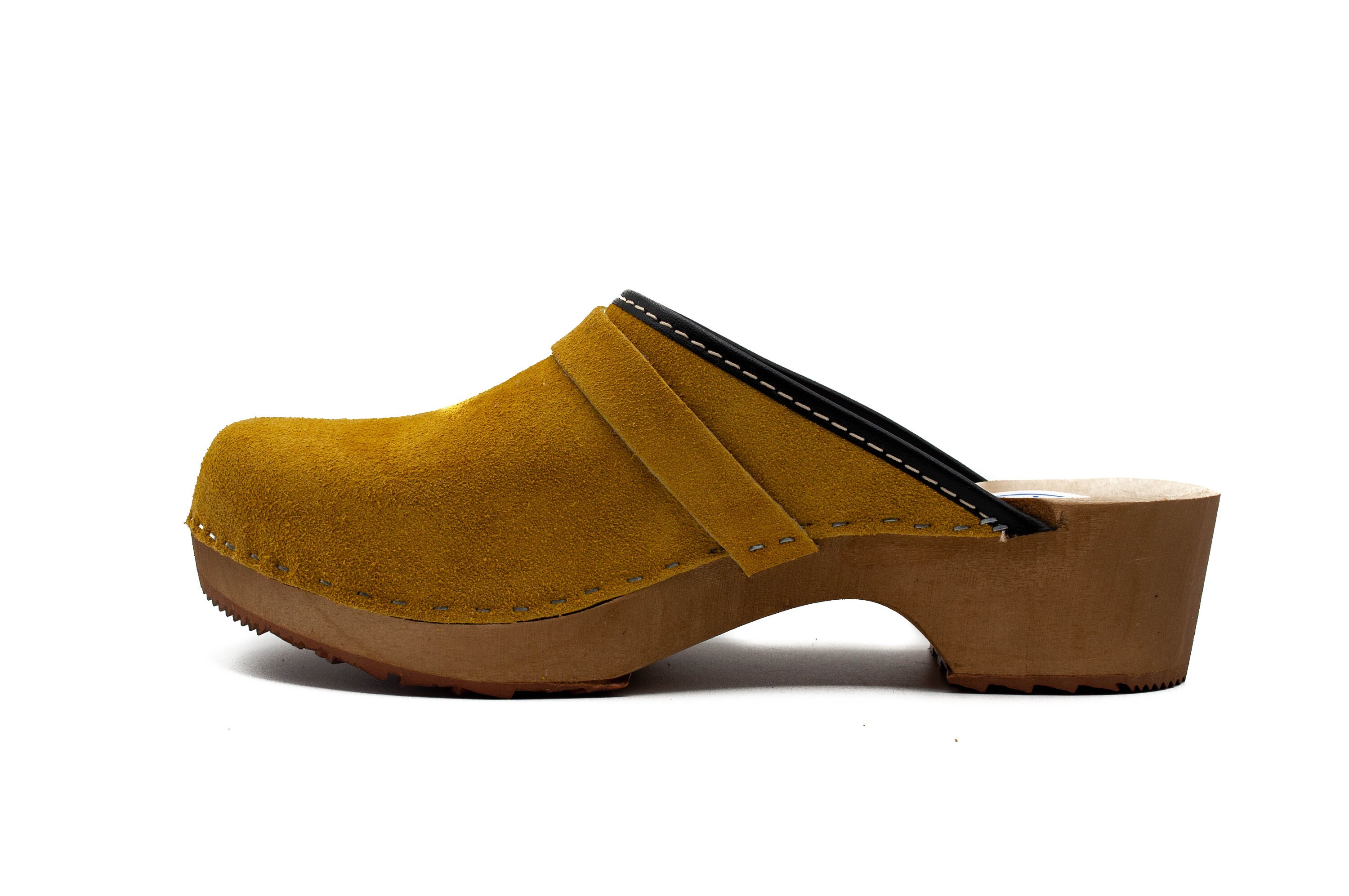 Yellow Suede Swedish Clogs – Handmade Natural Leather Nordic Comfort ...