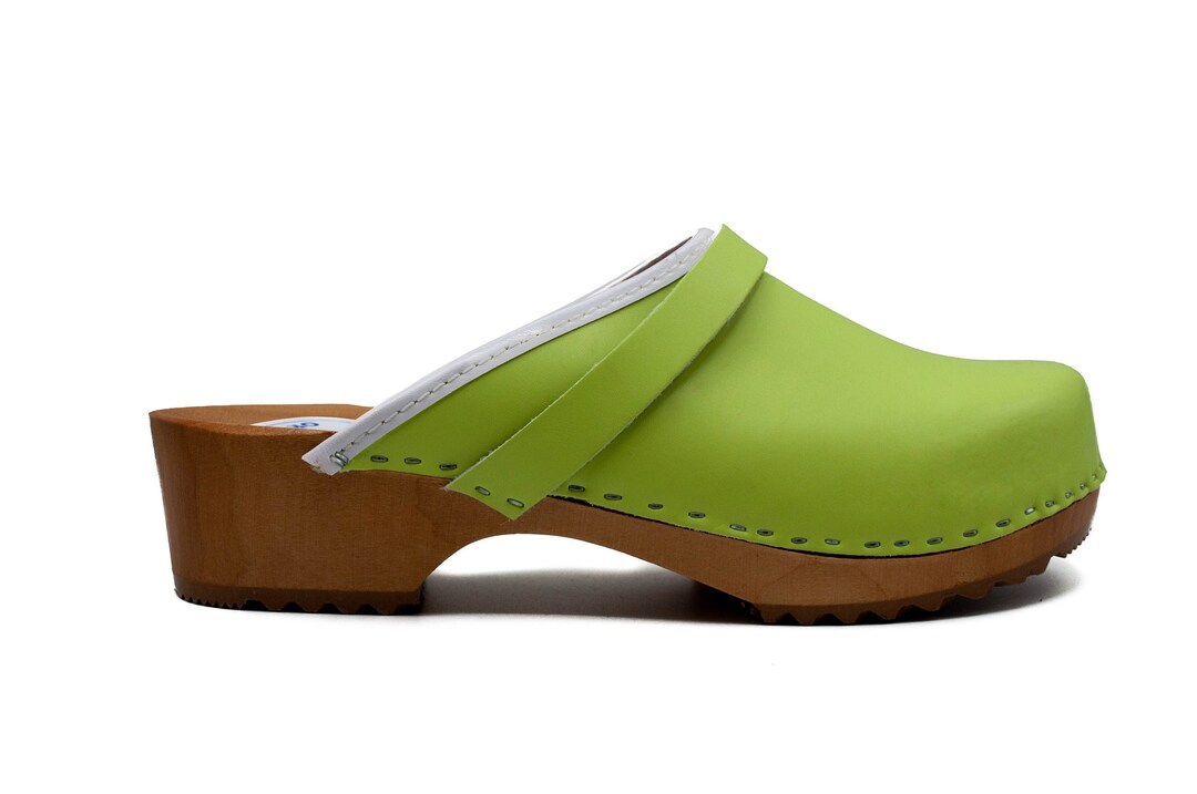 Handmade Green Swedish Wooden Clogs and Leather Moccasins - Etsy