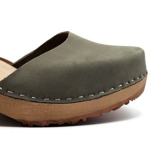 Nubuck Sandals, Handmade Sandals, Low Heel Clogs, Nubuck Clogs, Nubuck ...