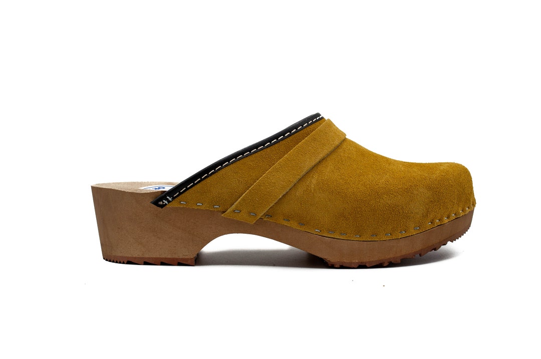 Handmade Natural Leather Swedish Clogs: Yellow Orthopedic Shoes - Etsy