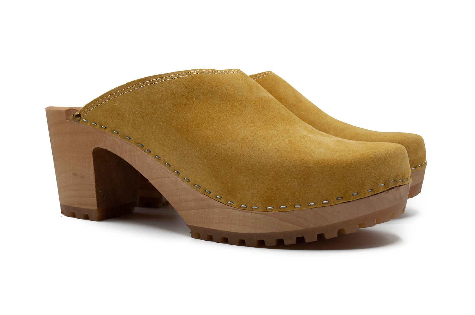 Sabots suédois, cuir naturel, sabots en bois, sabots en cuir faits main ...