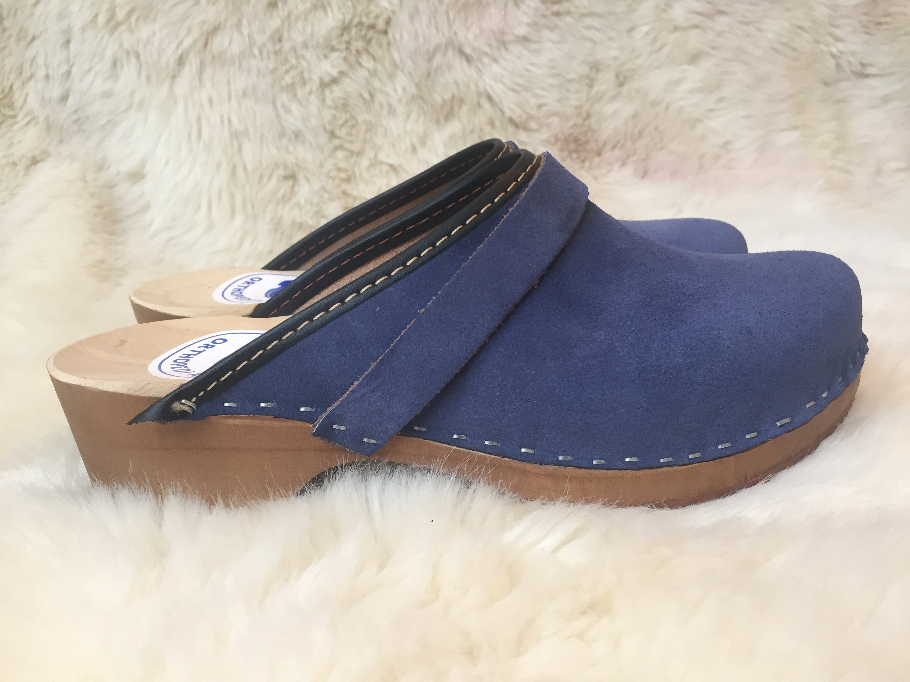 Blue Leather Clogs Shoes: Swedish Style, Orthopedic Comfort - Etsy