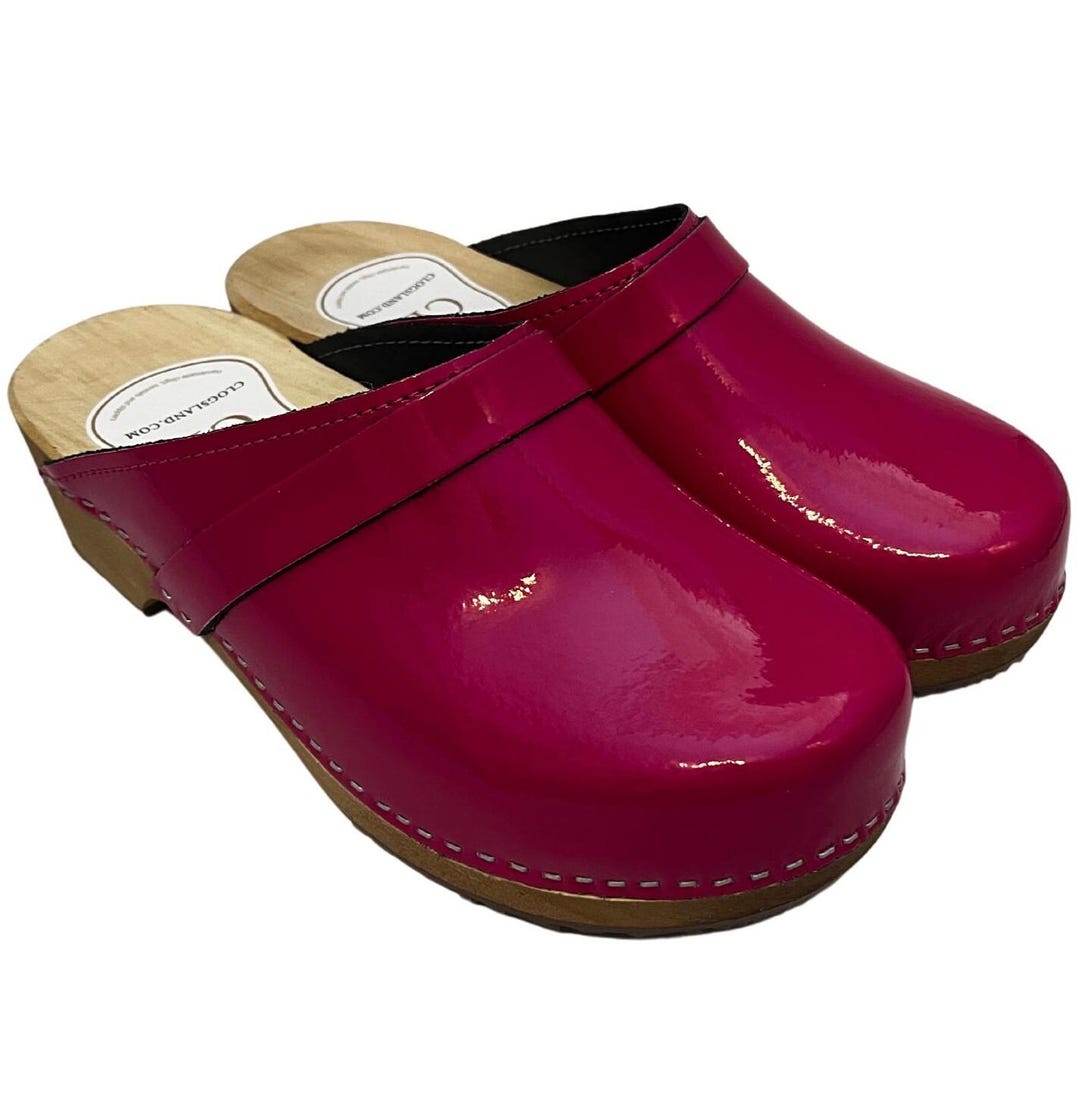 Pink Clogs, Handmade Natural Leather Swedish Clogs, Classic Clogs ...