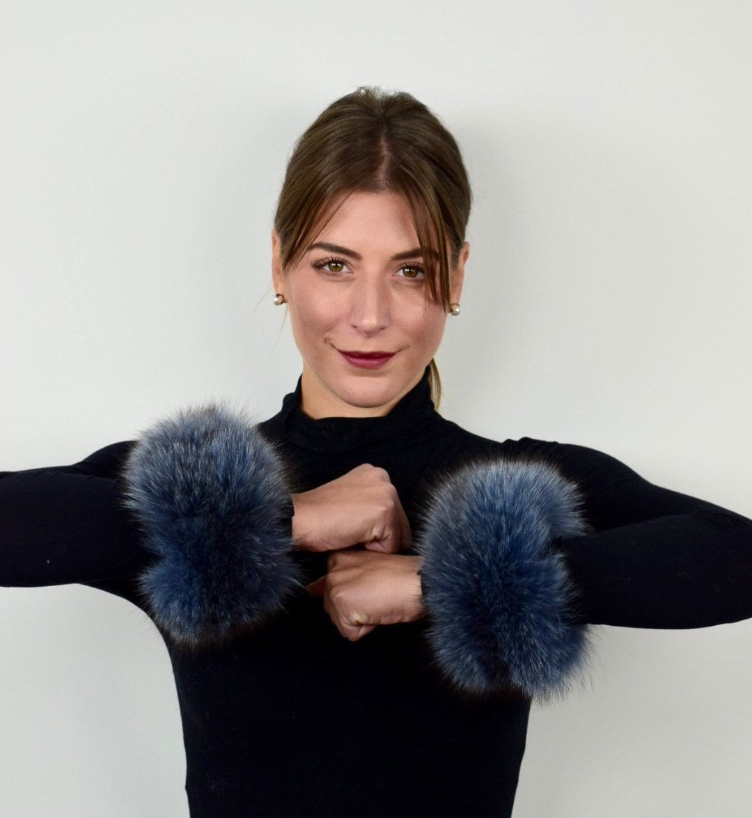 Fur Cuffs Blue Fox Cuffs Real Fur Cuffs - Etsy