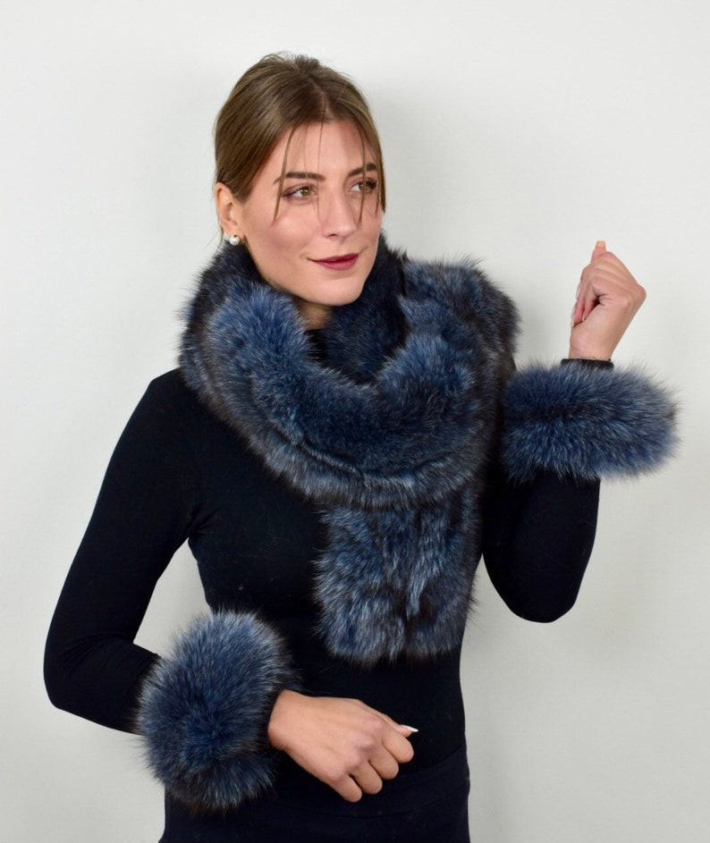 Fur Cuffs Blue Fox Cuffs Real Fur Cuffs - Etsy