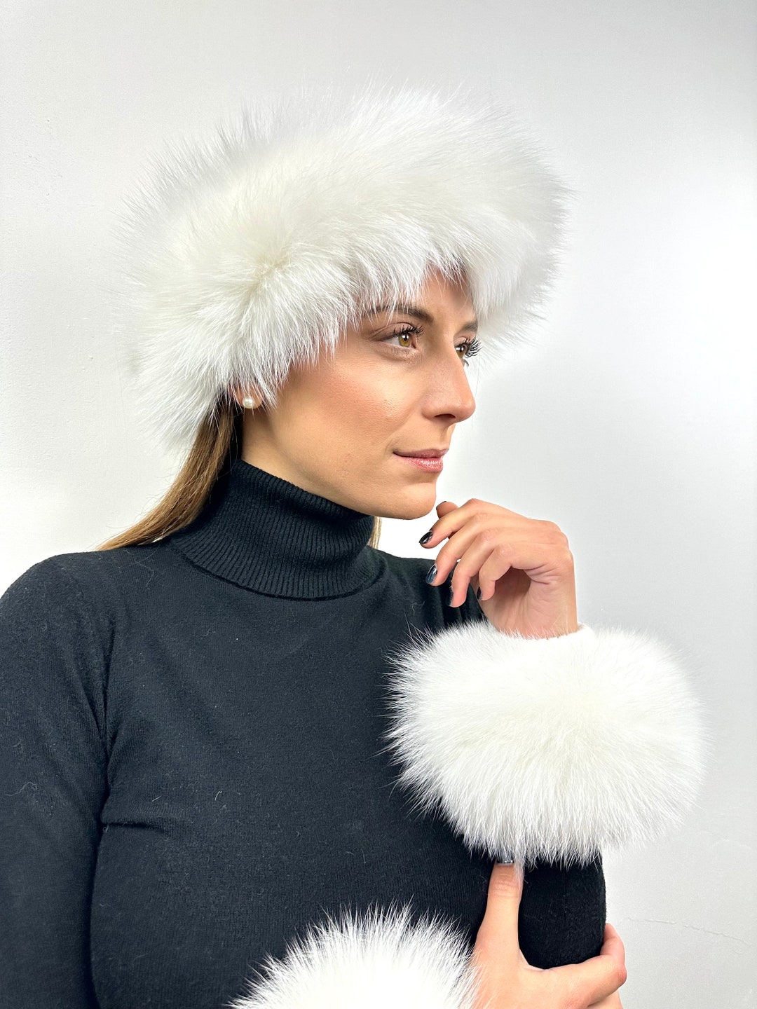 Fox Fur Headband, White Real Fox Fur Headband, Fox Fur Accessory, Warm ...