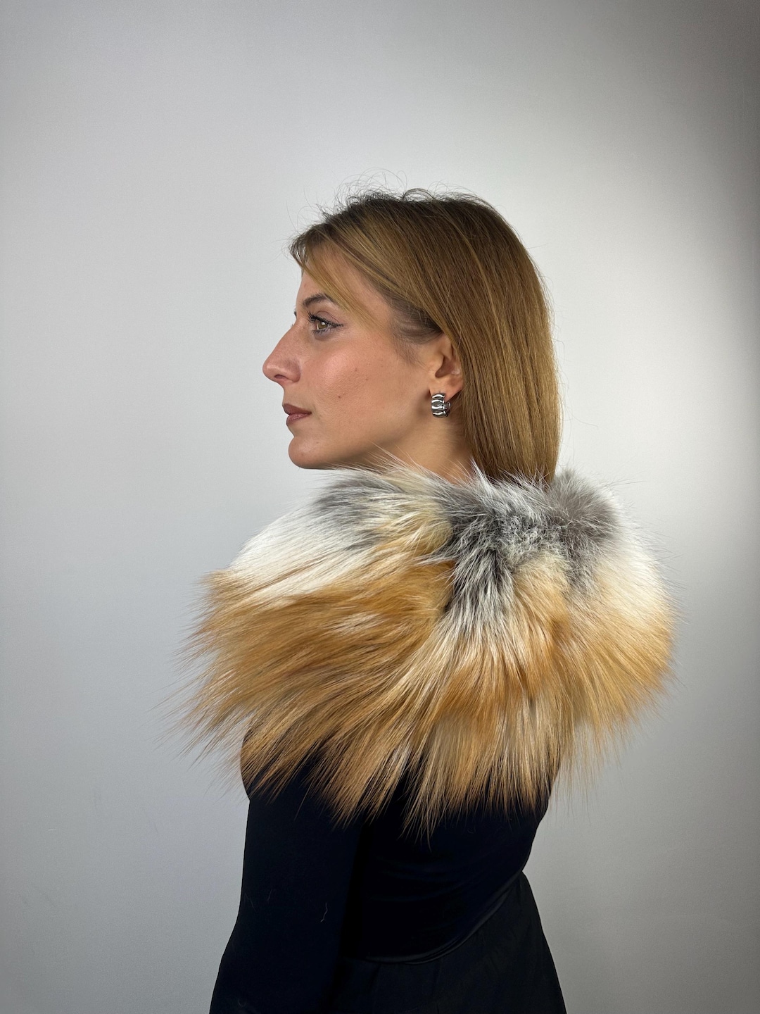 Gold Fur Fox Collar, Real Fur Stole, Gold Fox Collar, Fluffy Collar - Etsy