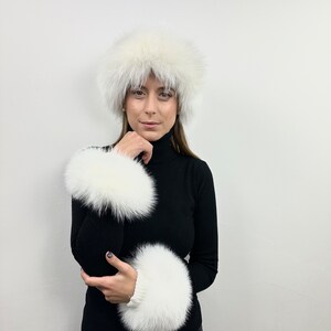 Fox Fur Headband, White Real Fox Fur Headband, Fox Fur Accessory, Warm ...
