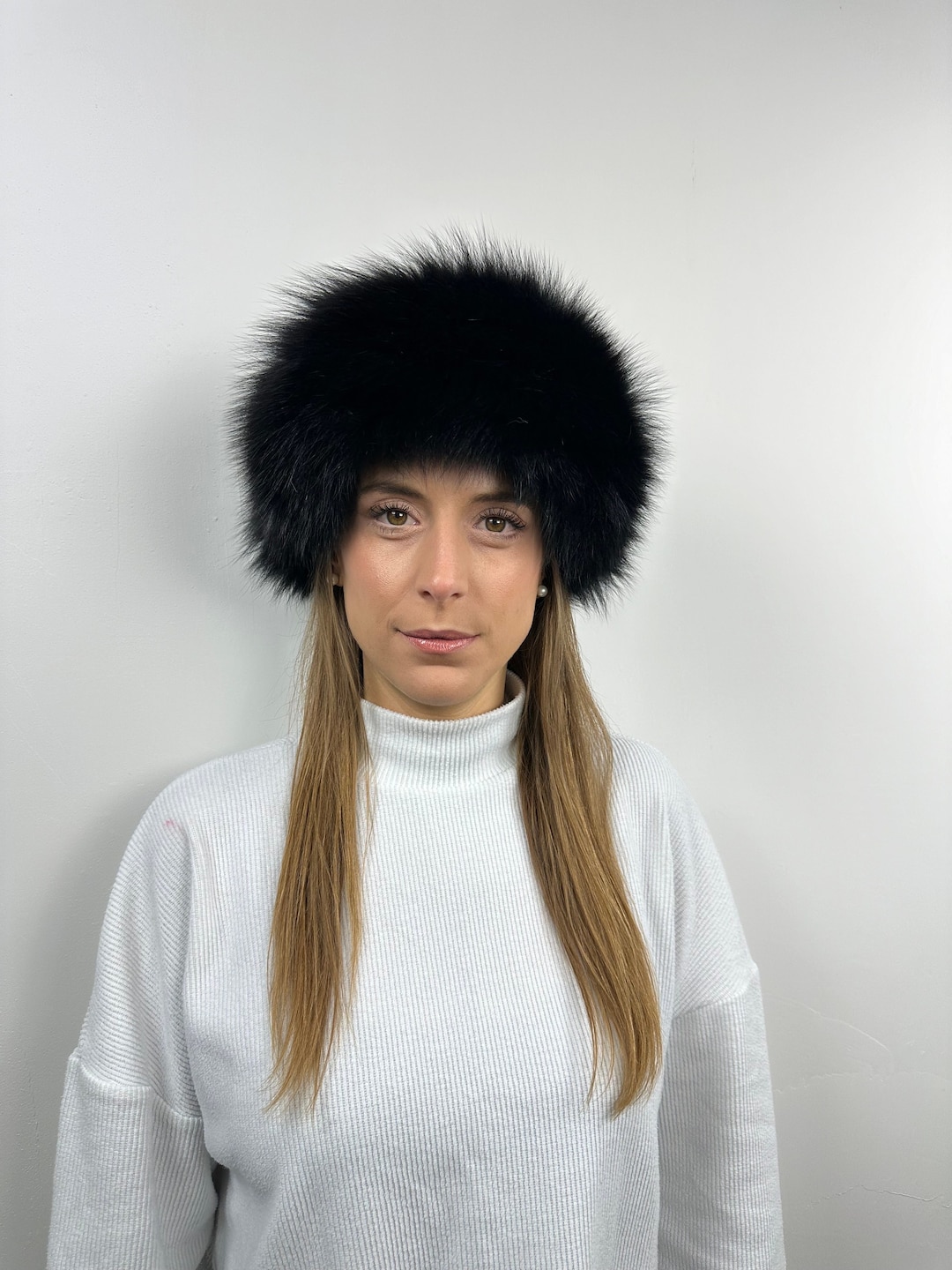 Luxury Black Fox Real Fur Headband: Fluffy Fur Winter Headwear - Etsy