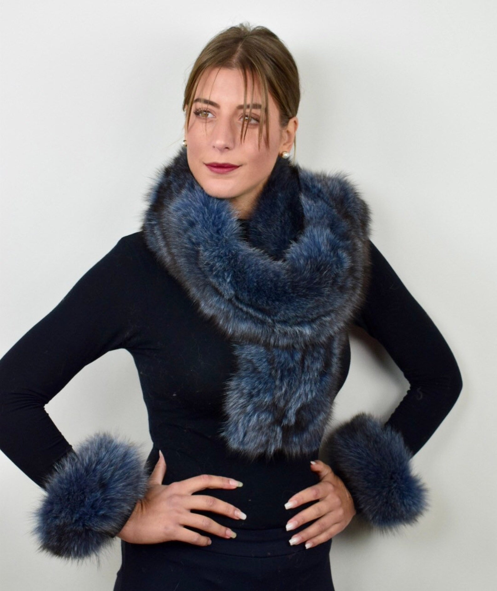 Fur Cuffs Blue Fox Cuffs Real Fur Cuffs - Etsy