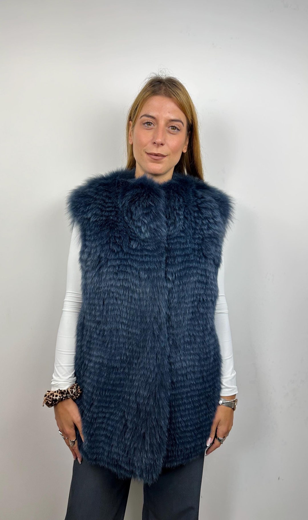 Luxury Blue Fox Fur Vest: Elegant Genuine Fur (size Large) - Etsy