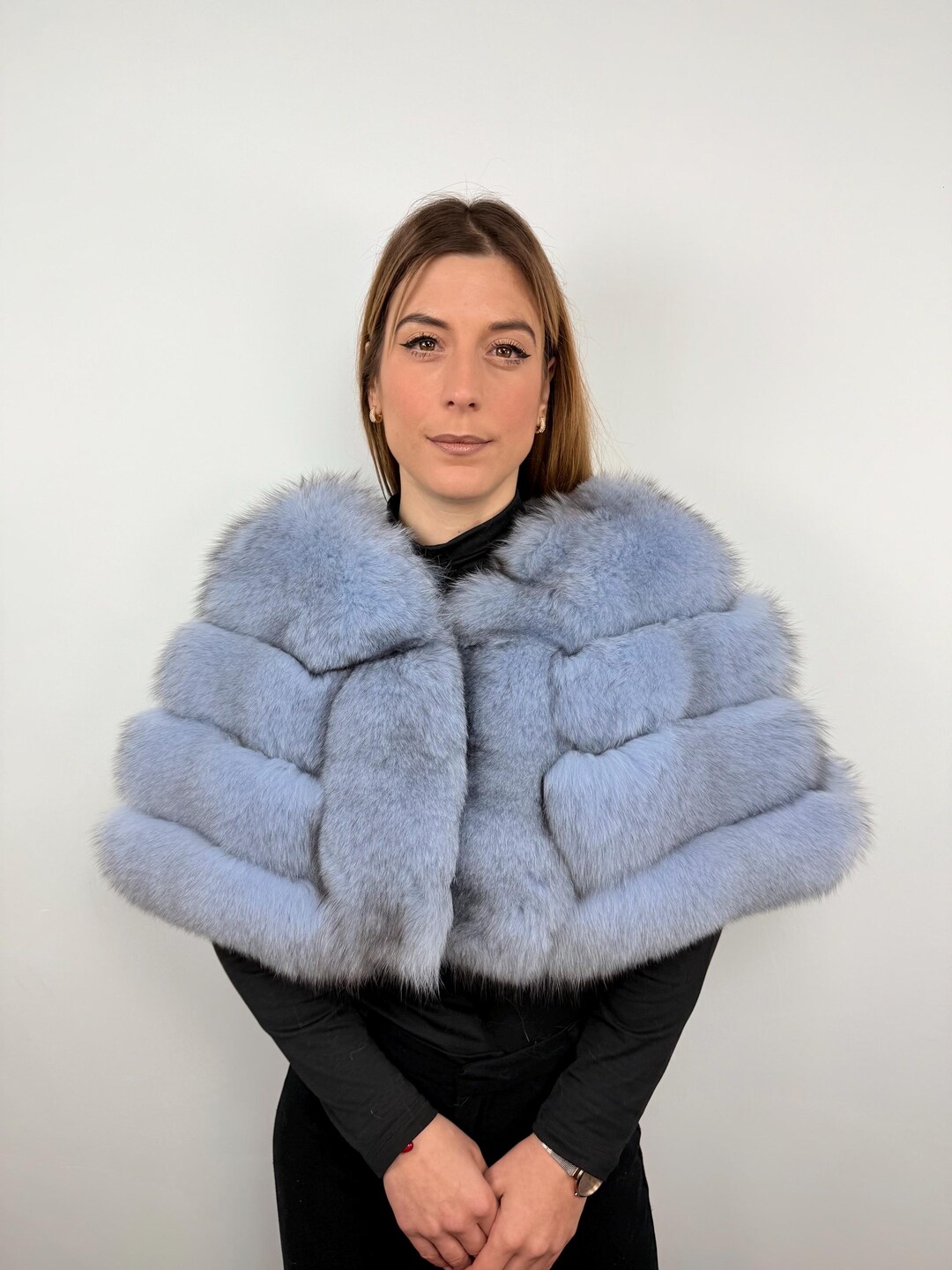 Light Blue Fox Fur Stole, Fur Wrap, Real Fox Fur Etole, Blue Fur Stole ...