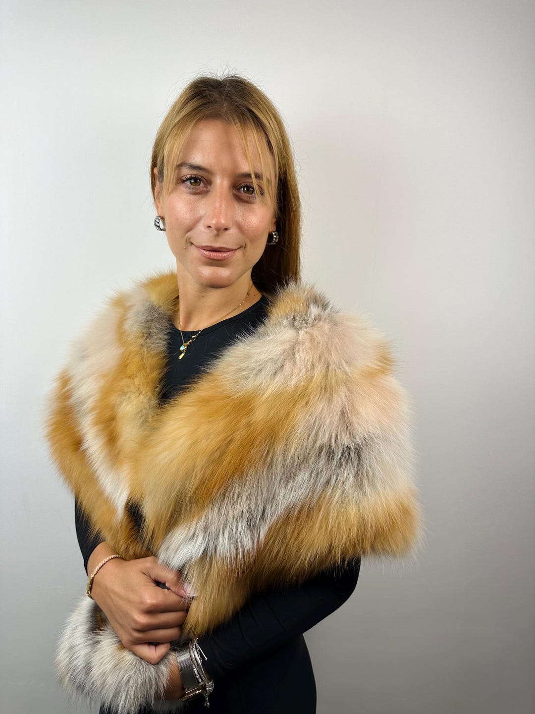 Red Fox Fur Stole Wrap: Handmade Real Fur Shawl - Etsy