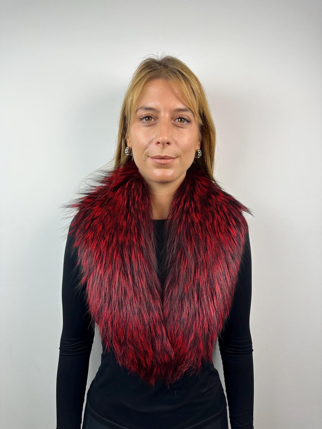 Real Red Fox Fur Collar – Fluffy Fur Stole, Genuine Fox Wrap, Luxury ...