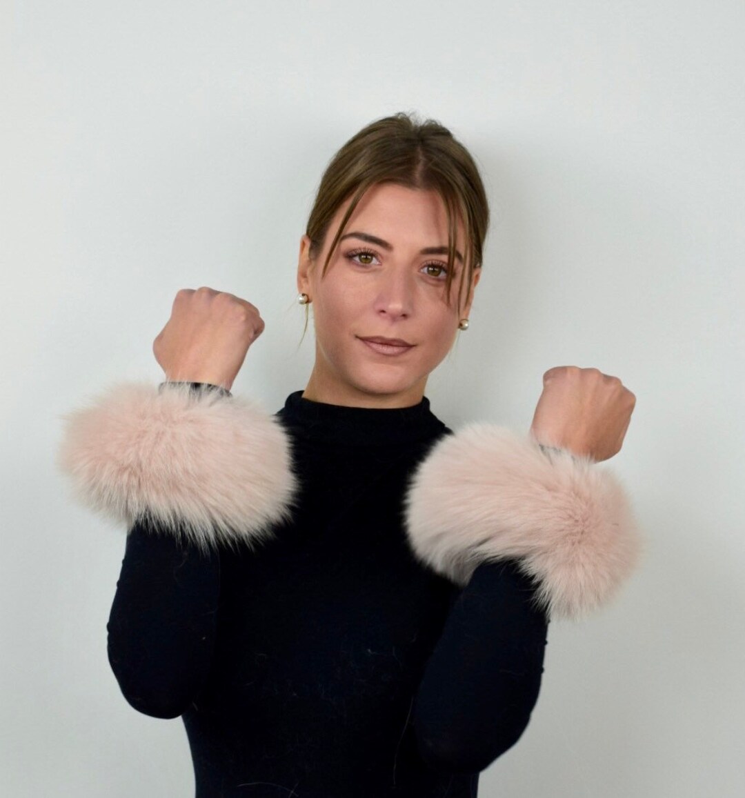 Fur Cuffs Pink Fox Cuffs Real Fur Cuffs - Etsy