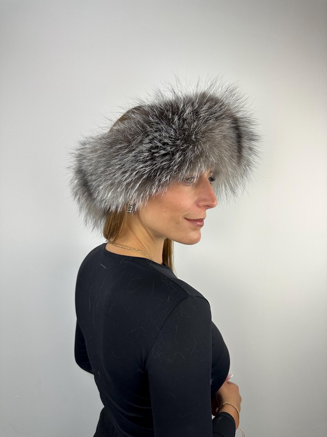 Luxury Silver Fox Fur Headband: Warm Winter Accessory - Etsy