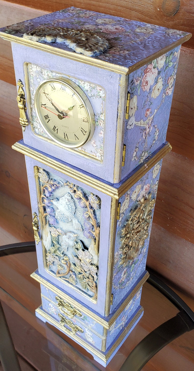 Refinished birdhouse Jewelry Box With Clock - Etsy